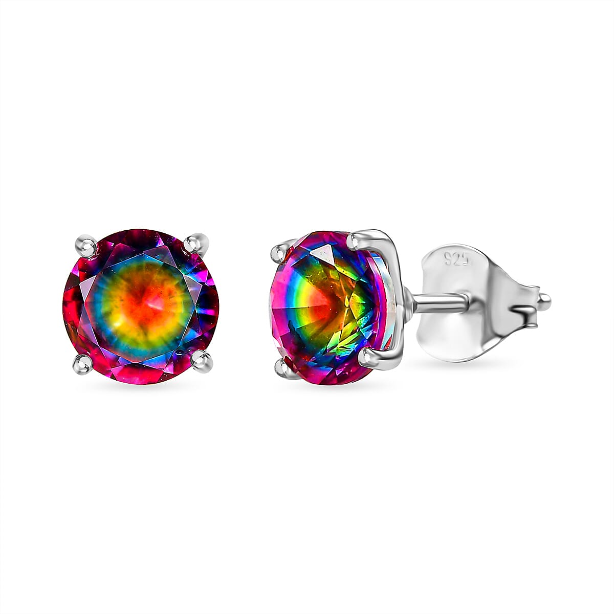 Nebula Quartz Doublet Earrings in Rhodium Plated Sterling Silver 2.78 ...