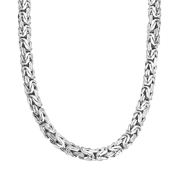 Rhodium Overlay Sterling Silver Byzantine Chain (Size - 20) - 7890001 - TJC