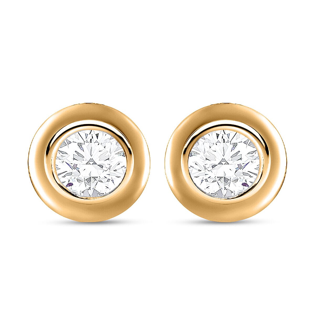 14K Yellow Gold SGL Certified 0.10 Ct White Diamond I2 GH Bezel Set ...