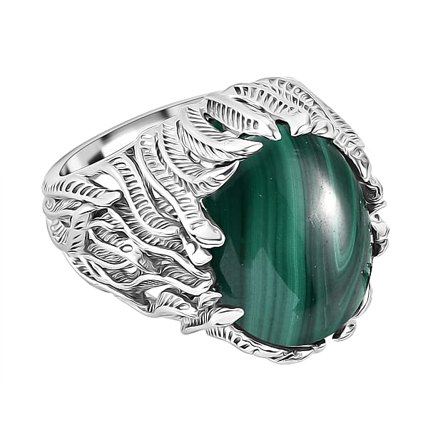 Malachite Solitaire Ring in Pure Brass - 7925880 - TJC