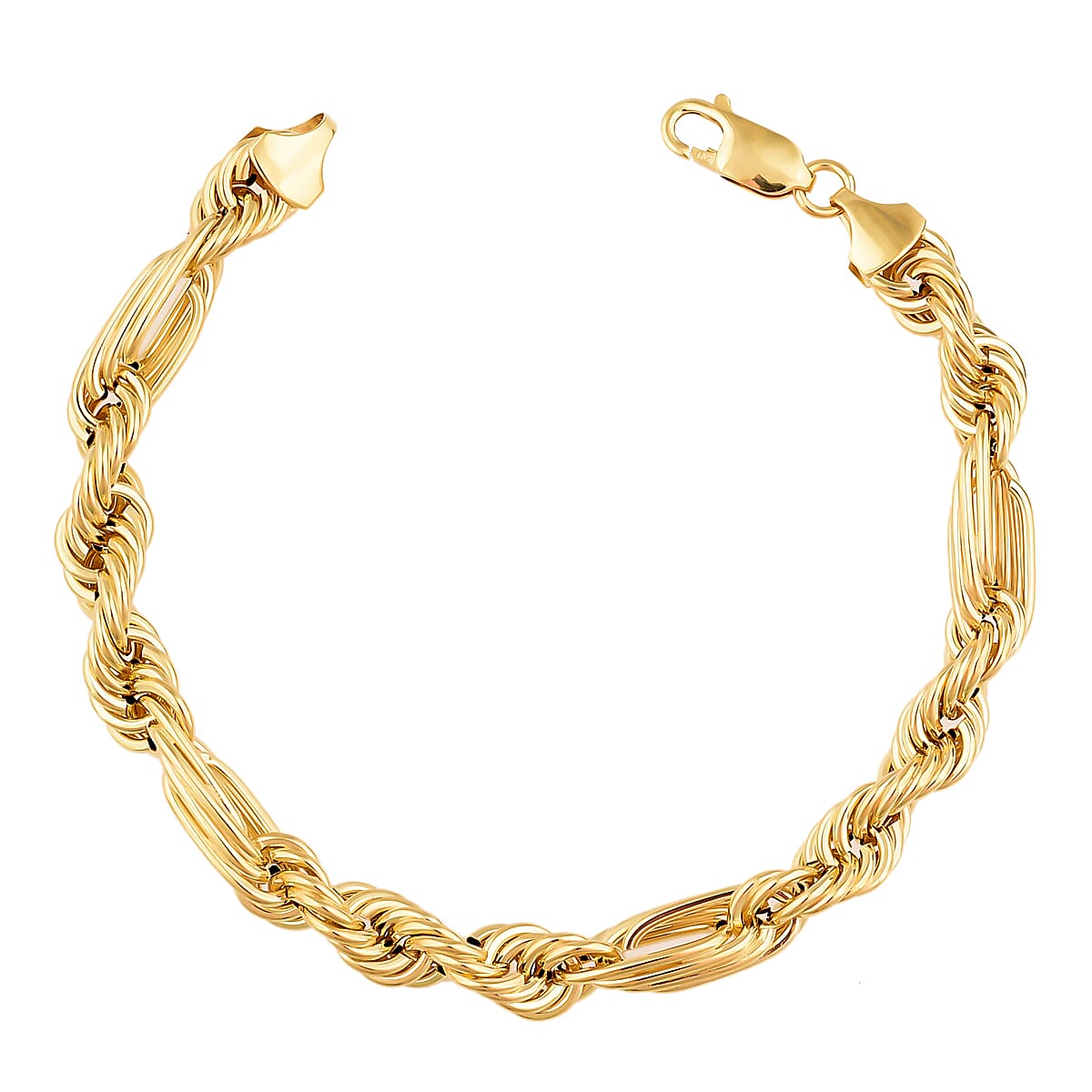 JCK Vegas Closeout - 9K Yellow Gold Broad Rope Bracelet (Size - 8 ...