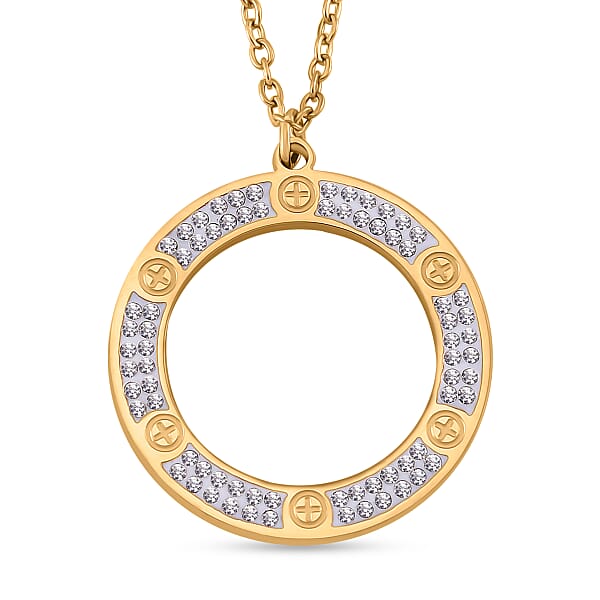White Crystal Circle of Life Necklace With Chain (Size - 20.5) in ...