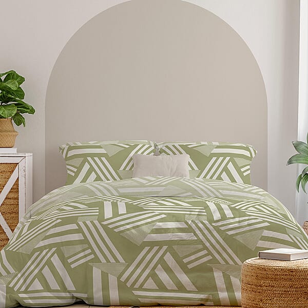 Noa Geometric Pattern Duvet Cover Set (Size Single) - Teal - 7930693 - TJC