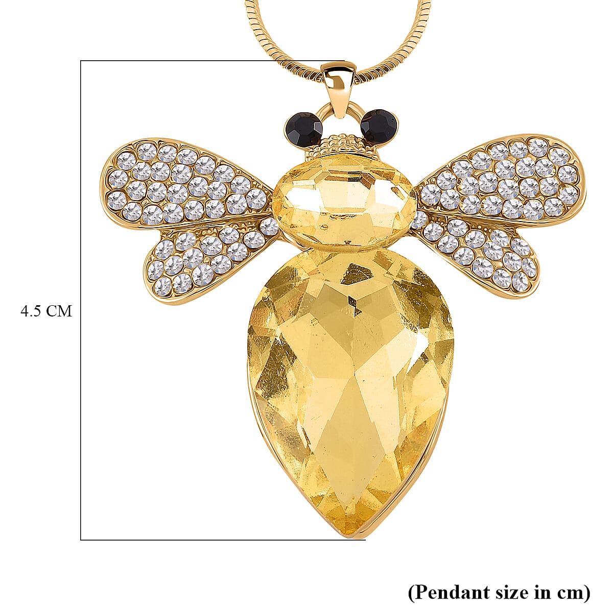 Yellow & White Crystal Bee Necklace (Size - 24) - 7932393 - TJC