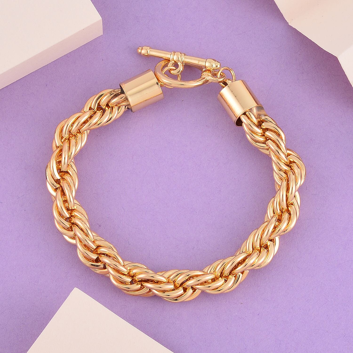 Heavy Rope Bracelet with Bar Clasp (Size - 7.5) in Yellow - 7948662 - TJC