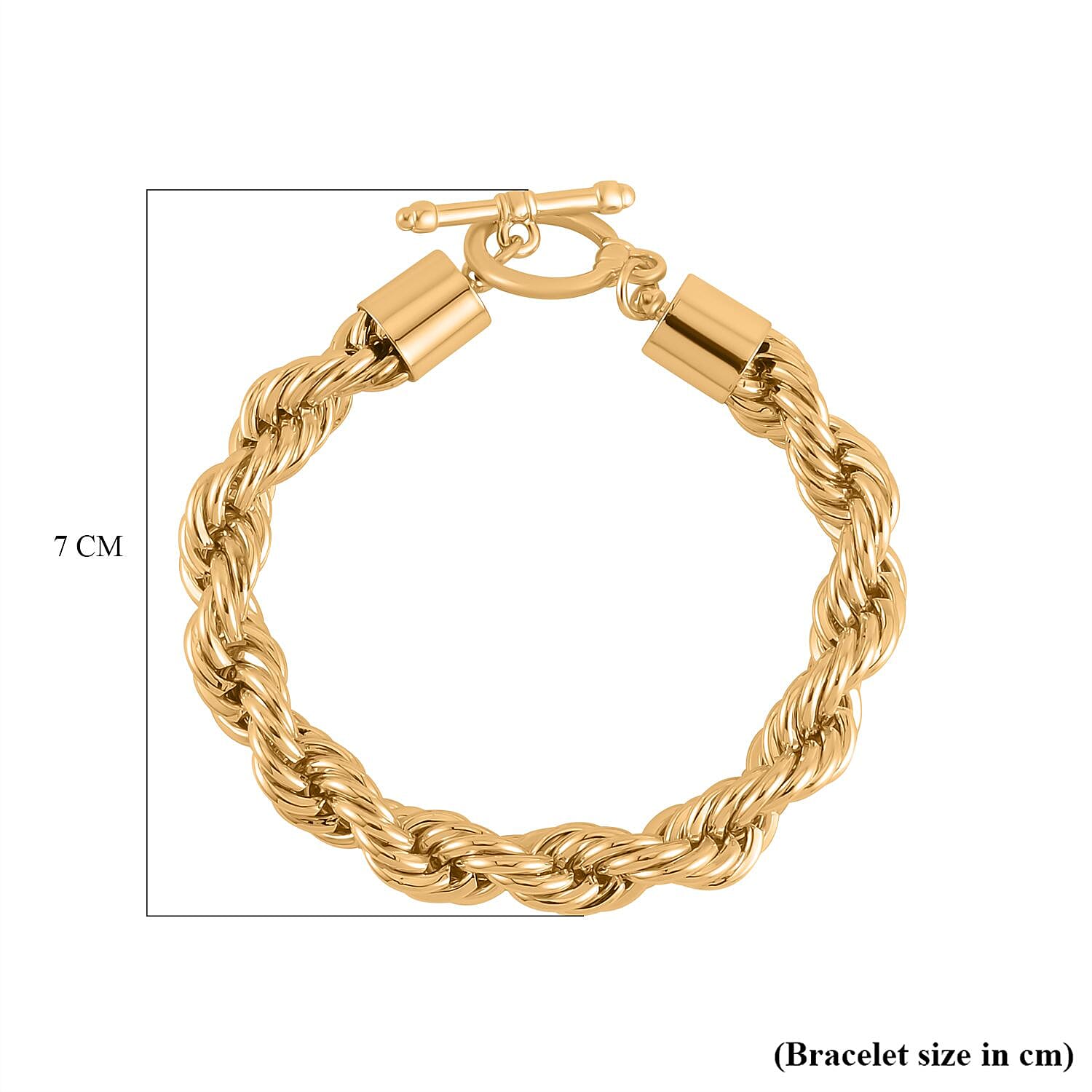Heavy Rope Bracelet with Bar Clasp (Size - 7.5) in Yellow - 7948662 - TJC