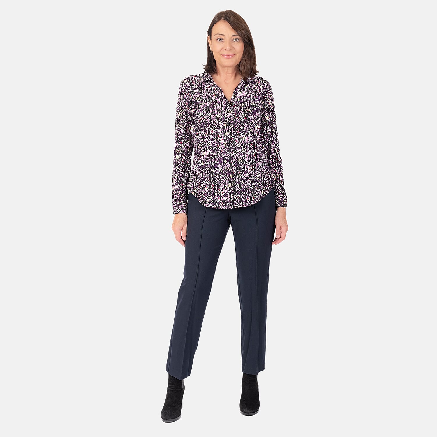 Classic Slim Leg Comfort Trousers (Size 12) - Navy - 7949723 - TJC