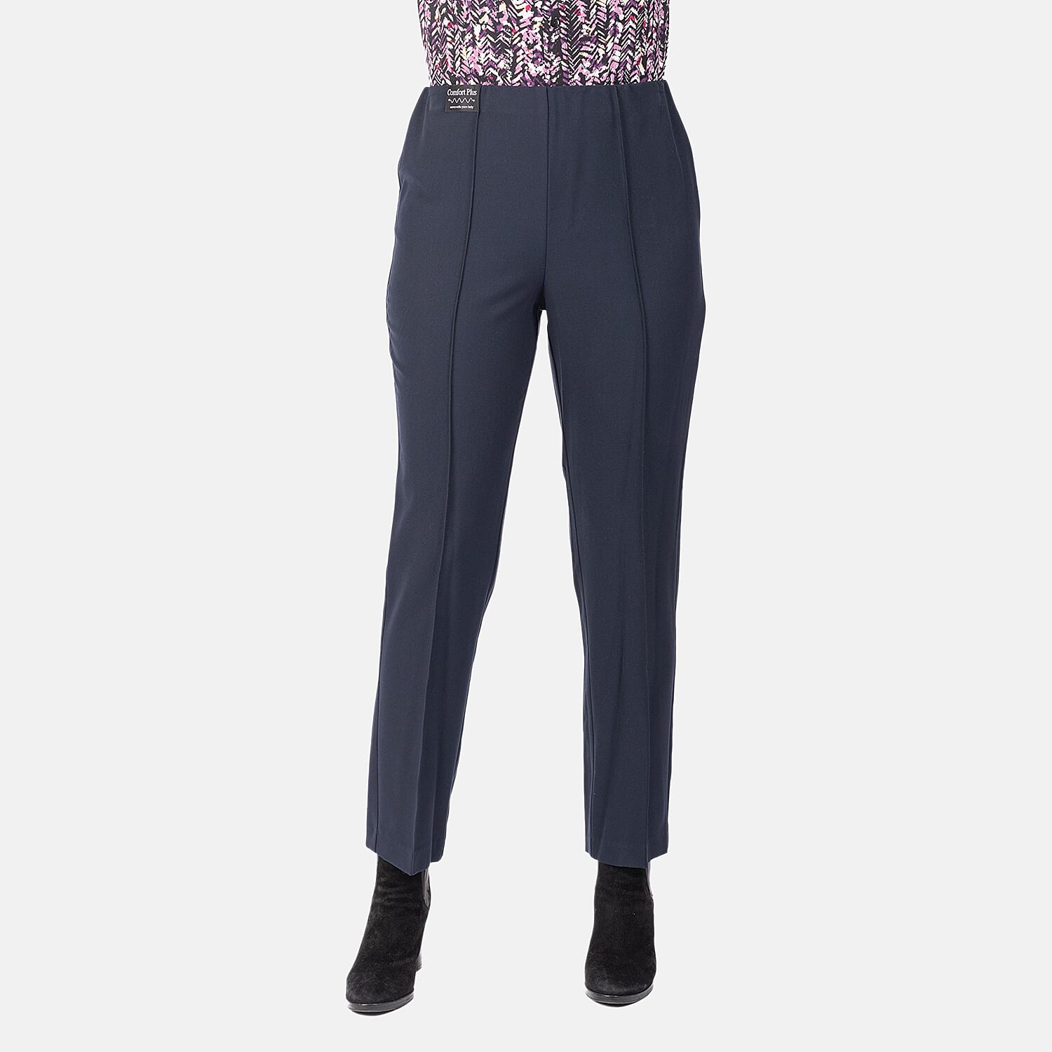Classic Slim Leg Comfort Trousers (Size 12) - Navy - 7949723 - TJC