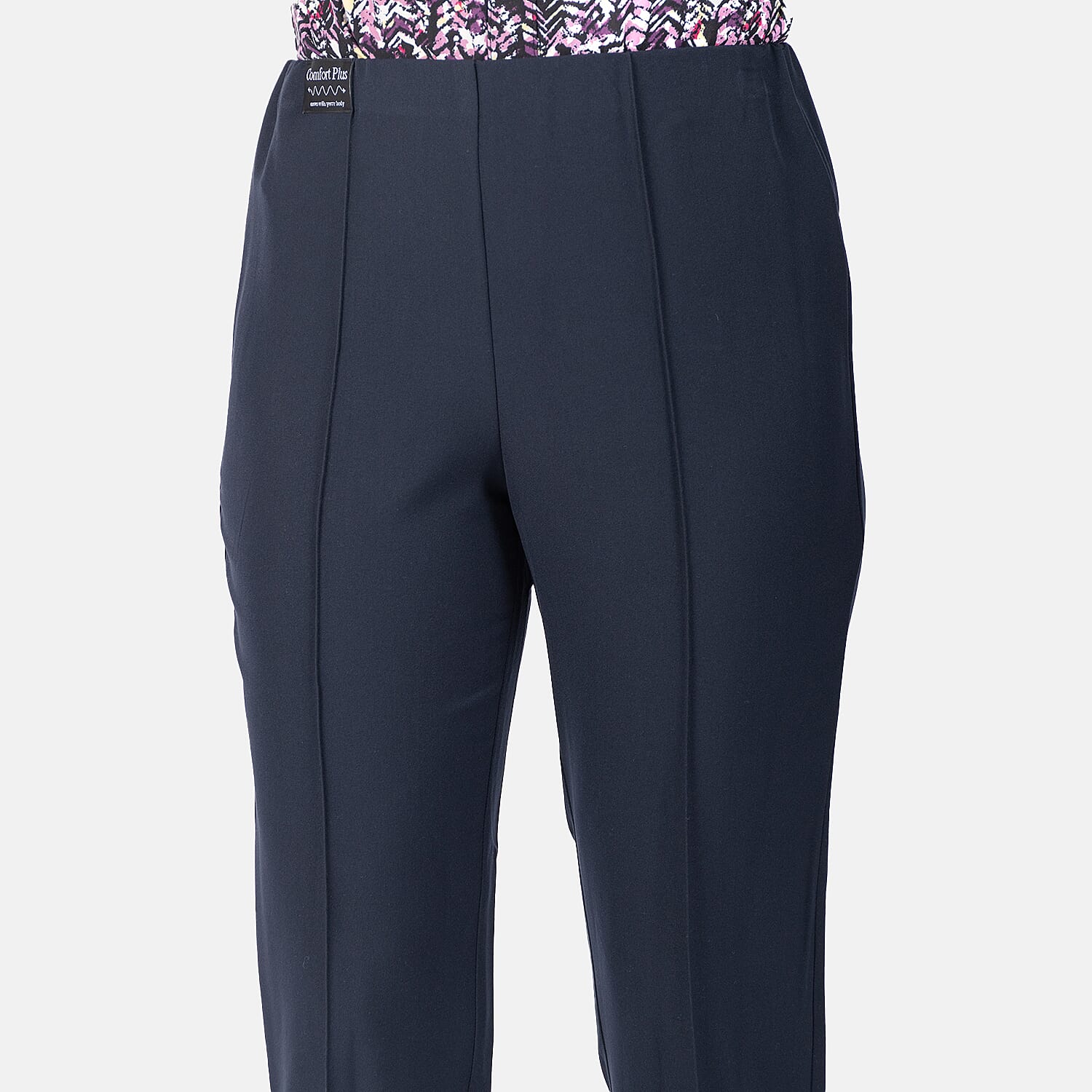 Classic Slim Leg Comfort Trousers (Size 12) - Navy - 7949723 - TJC