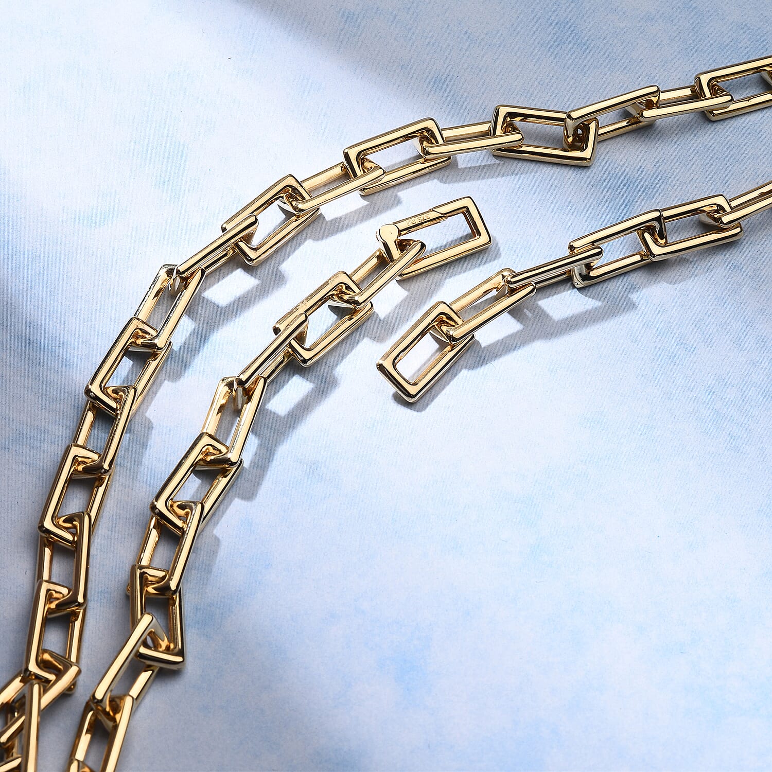 9K Yellow Gold 7.5 MM Paperclip Chain With Open Link Clasp 20 Inch ...