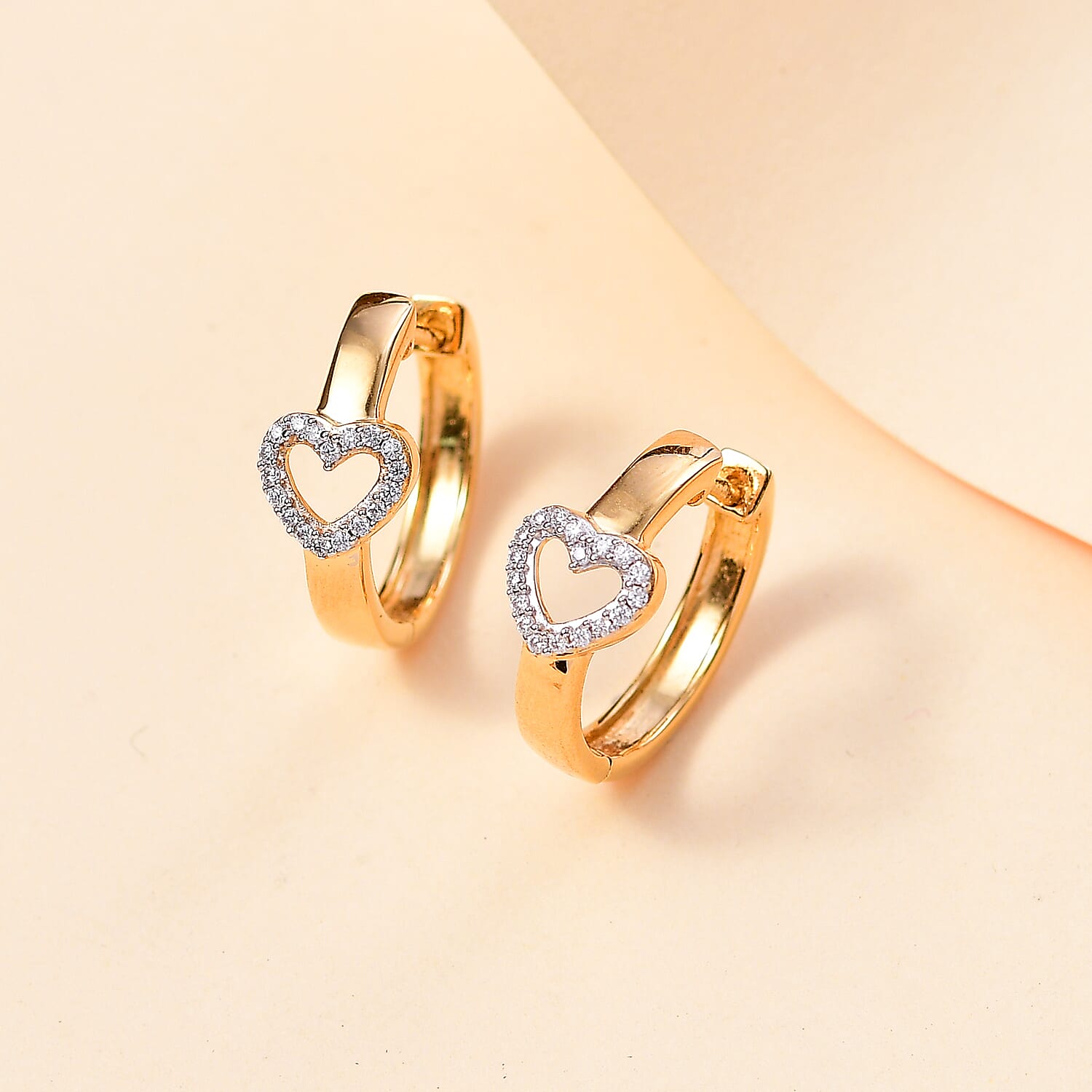 GP Collection - Moissanite J Hoop Half Hoop Earring in 18K Yellow Gold ...