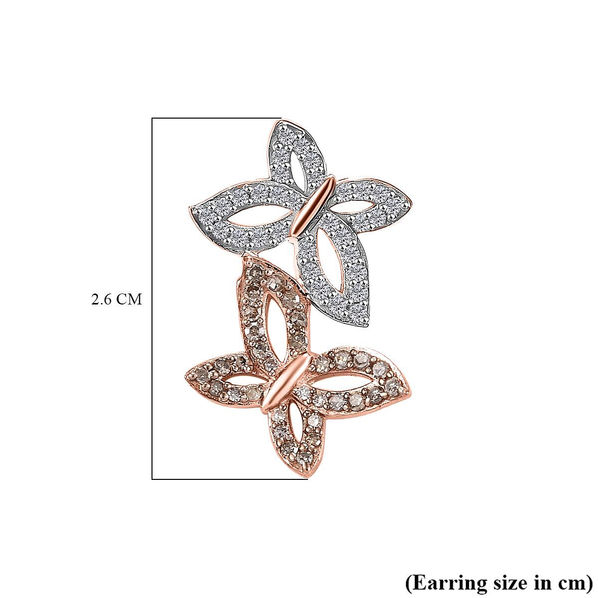 White Diamond & Champagne Diamond Solitaire Stud Push Post Earring in ...