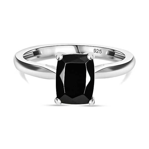 Natural Elite Shungite Solitaire Ring in Sterling Silver - 7970192 - TJC