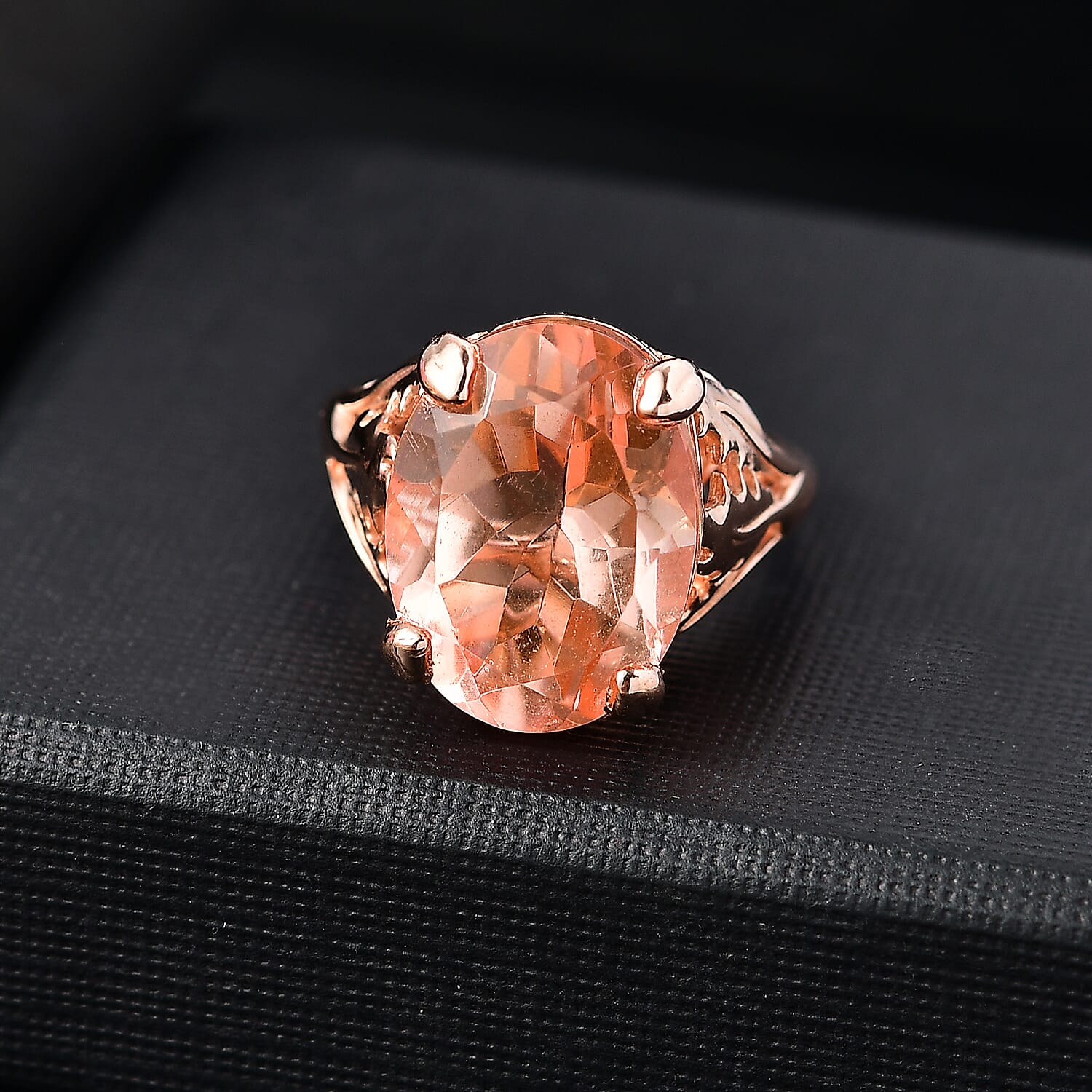 Morganite Triplet Quartz Solitaire Ring in Rose Gold Overlay 10.38 Ct ...
