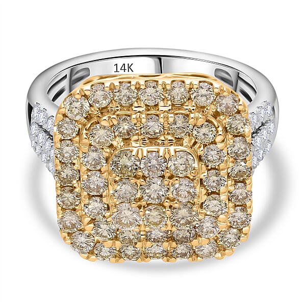 14K Yellow and White Gold 2 Cts. Natural Yellow Diamond, Lab Grown ...