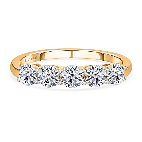 LUXURIANT 9K Yellow Gold SGL Certified (VS/G-H) Lab Grown Diamond Ring ...