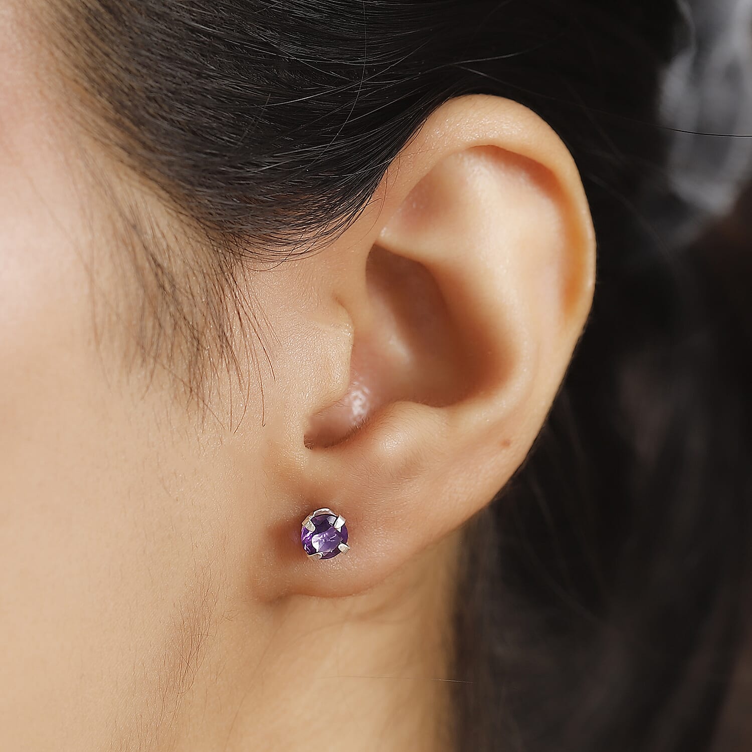 Stud Solitaire Earring With Push Back Sterling Silver - 1734087511 - TJC