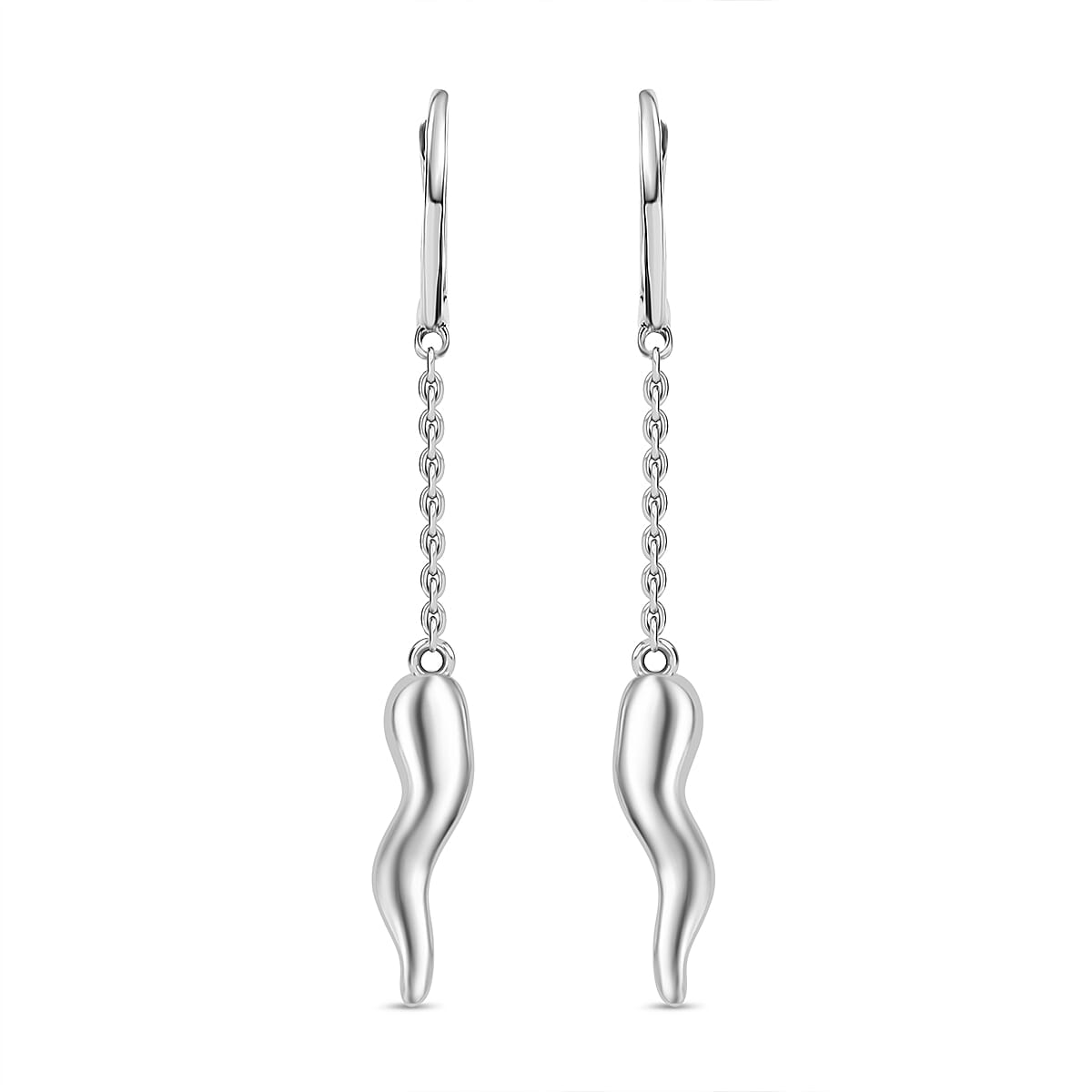 GP Blue Sapphire Dangle Chilli Earrings in Rhodium Overlay Sterling ...