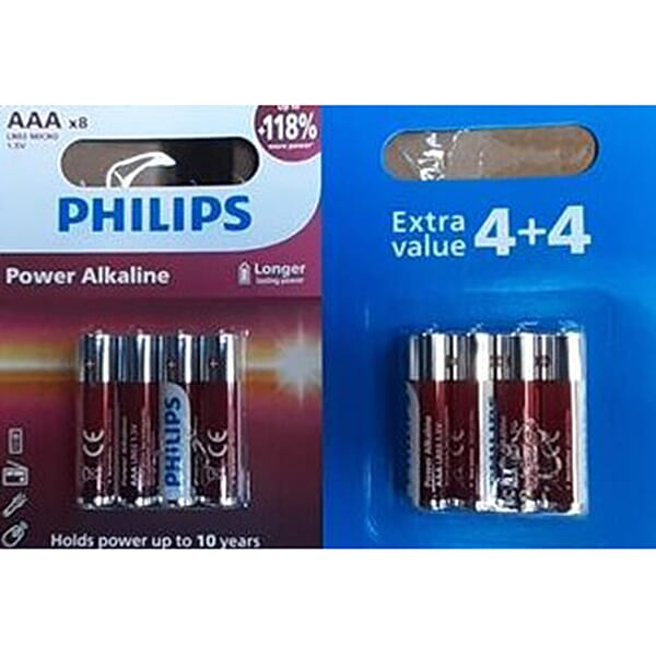 Phillips Extra Power AAA Batteries - Set of 8 for Long-Lasting ...