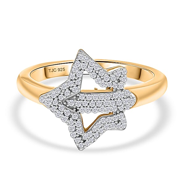 GP Celestial Collection - White Diamond Star Ring in 18K Vermeil Yellow ...