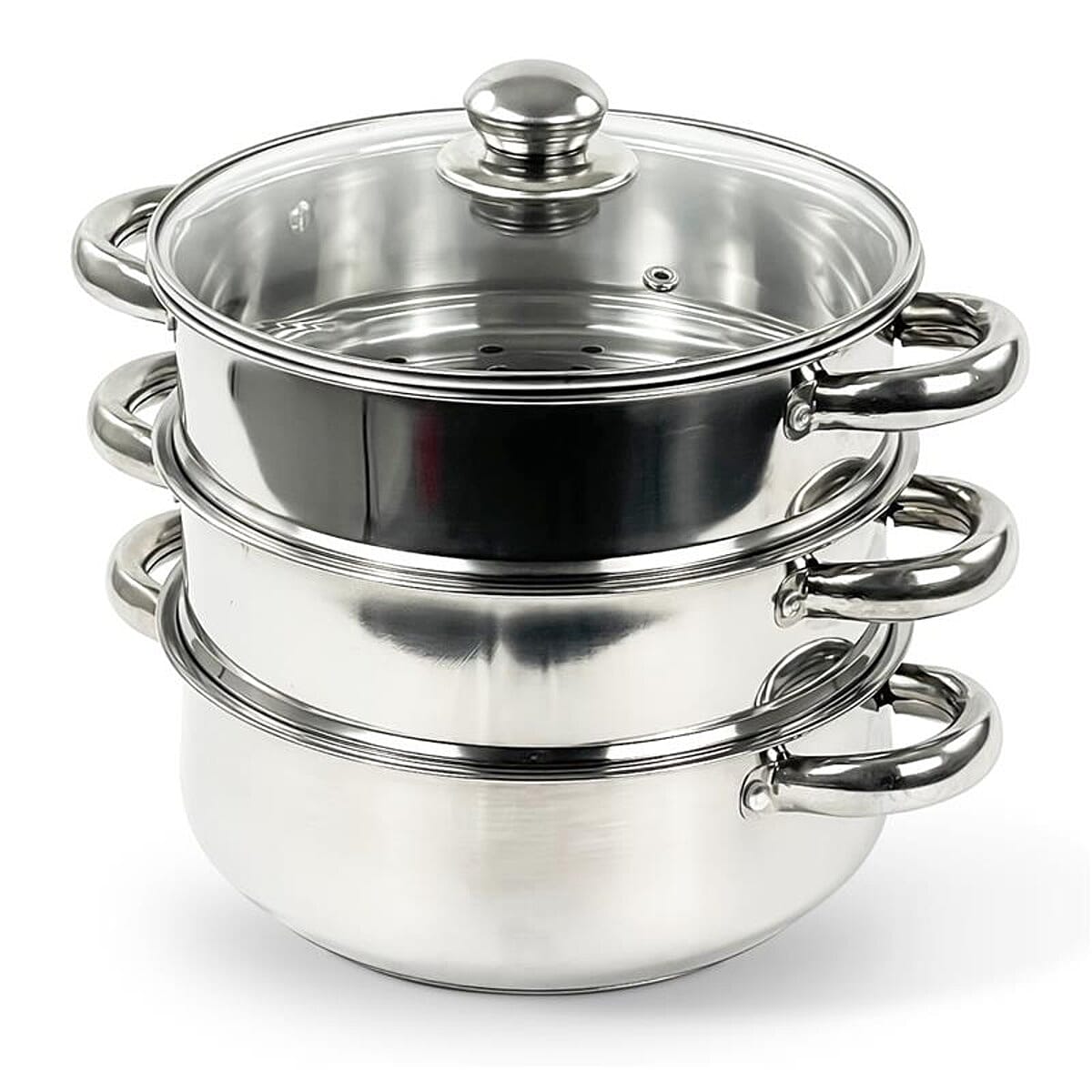 3-Tier Stainless Steel Steamer Set - Silver - 7994614 - TJC