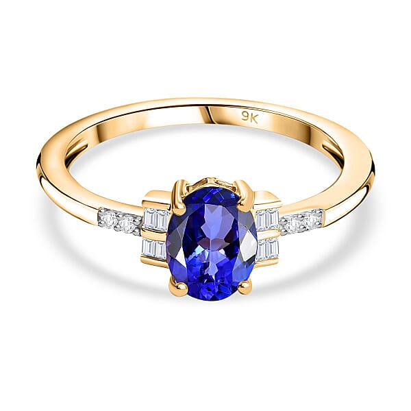 AAA Tanzanite and White Diamond Ring in 9K Yellow Gold - 7994761 - TJC