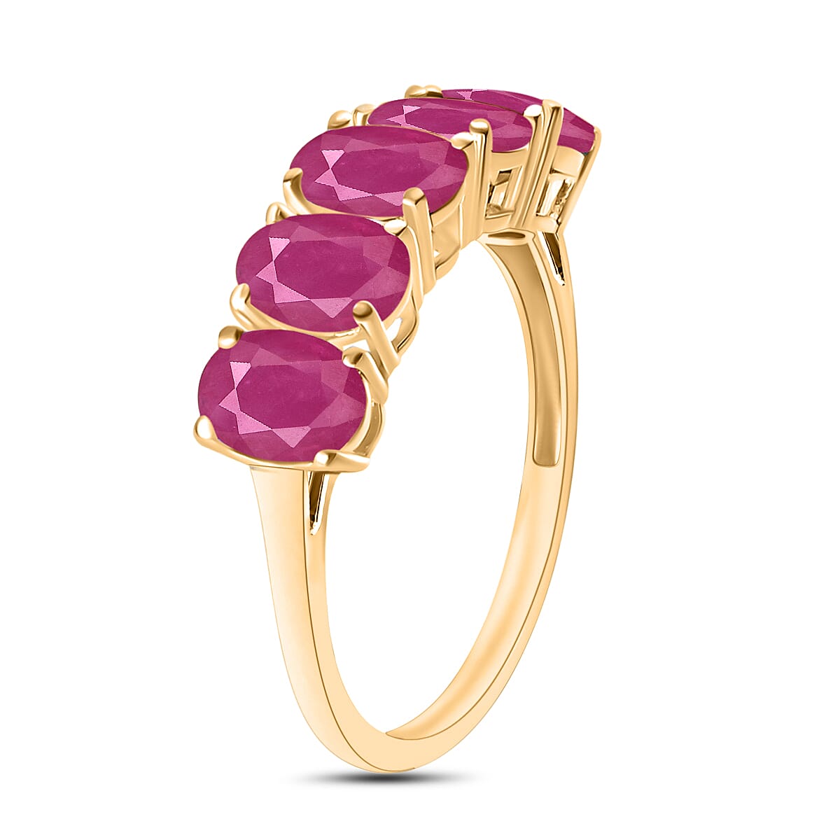 18K Yellow Gold Mozambique Ruby 5 Stone Ring in Gold Wt. 5.5 grams, 5 ...