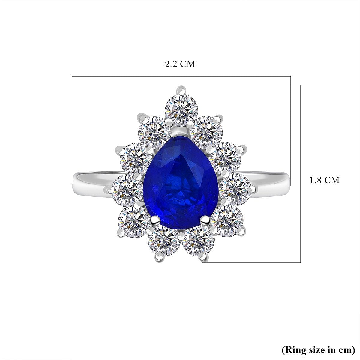 2.65 Ct. Blue Spinel, Moissanite Halo Ring in Rhodium Overlay Sterling Silver - 8021509 - TJC