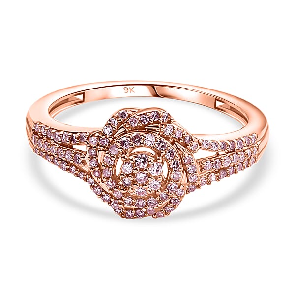 9K Rose Gold SGL Certified Pink Diamond Floral Cluster Ring - 8023278 - TJC