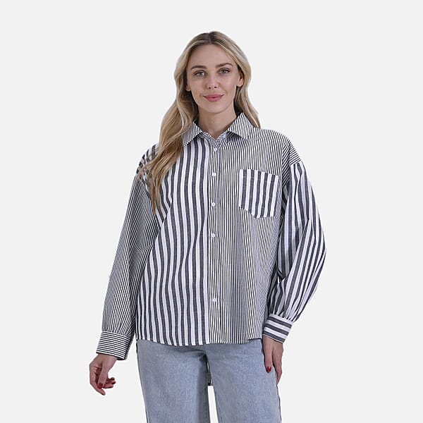 La Marey Comfortable Long Sleeve Striped Shirt (Size S) - Grey ...