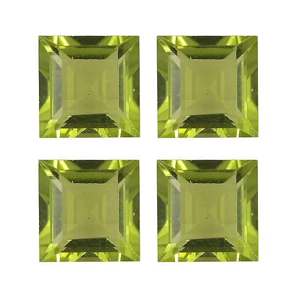 Set of 4 A Peridot Loose Gemstones in Square Shape (6mm) 3.65 ct ...