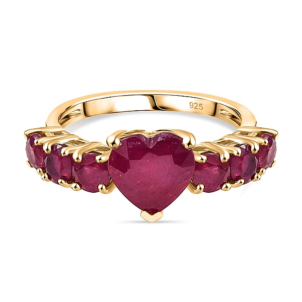 African Ruby Ring in 18K Vermeil Yellow Gold Plated Sterling Silver 4.5 ...