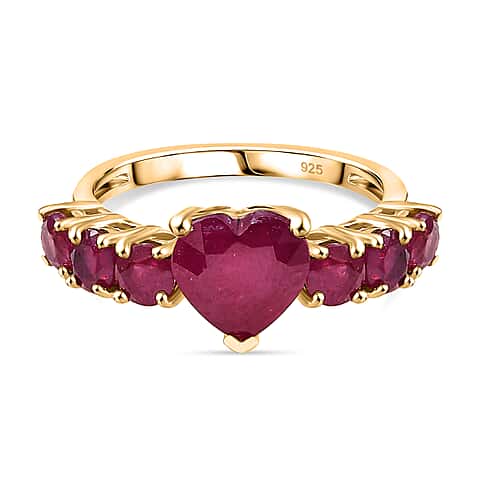 African Ruby Ring in 18K Vermeil Yellow Gold Plated Sterling Silver 4.5 ...