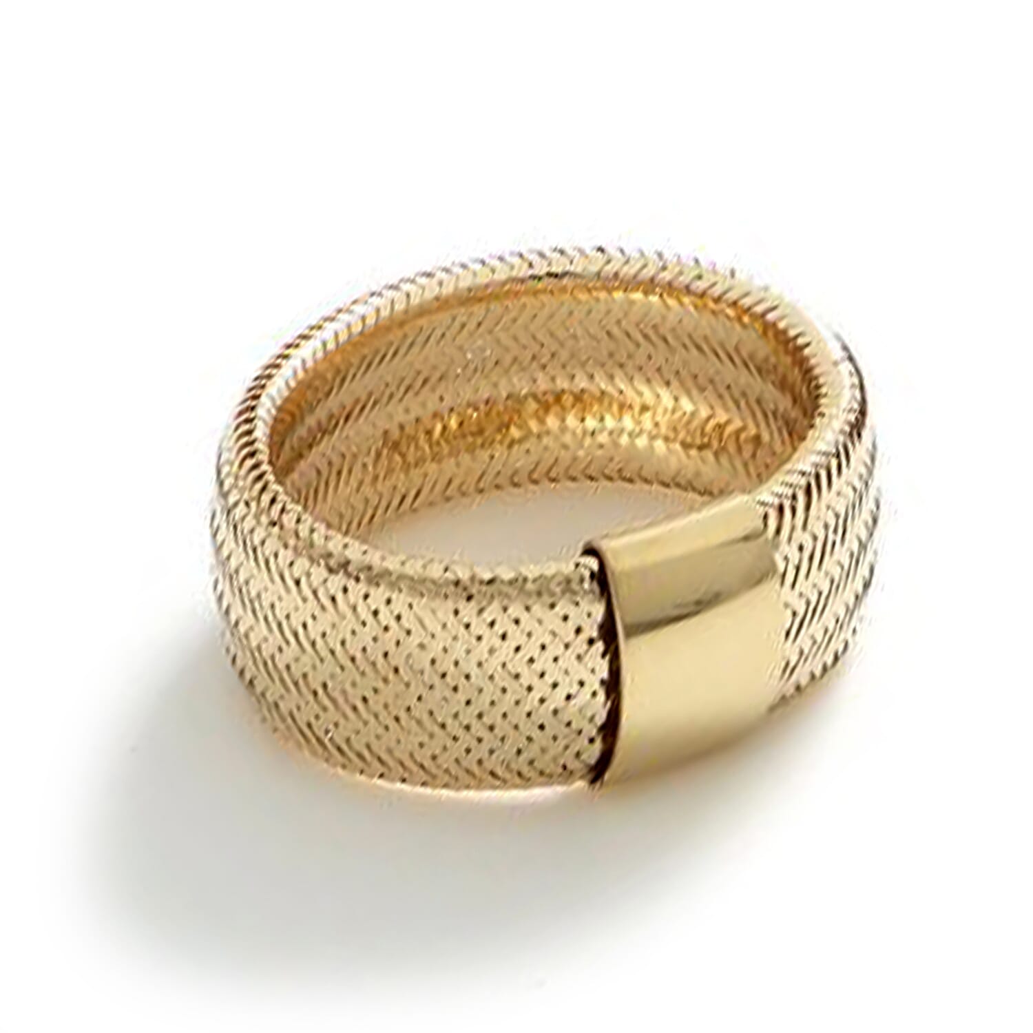 Maestro Collection - 9K Yellow Gold Mesh Design Ring - Large Size (P TO ...