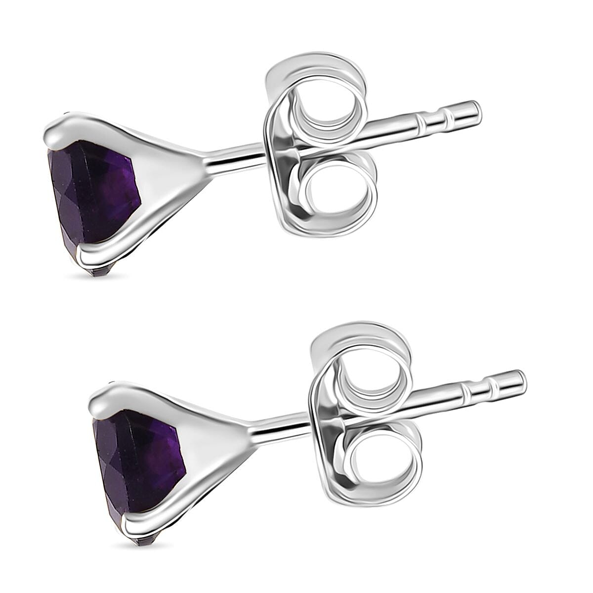 AAA African Amethyst Solitaire Stud Push Post Earring in Rhodium ...