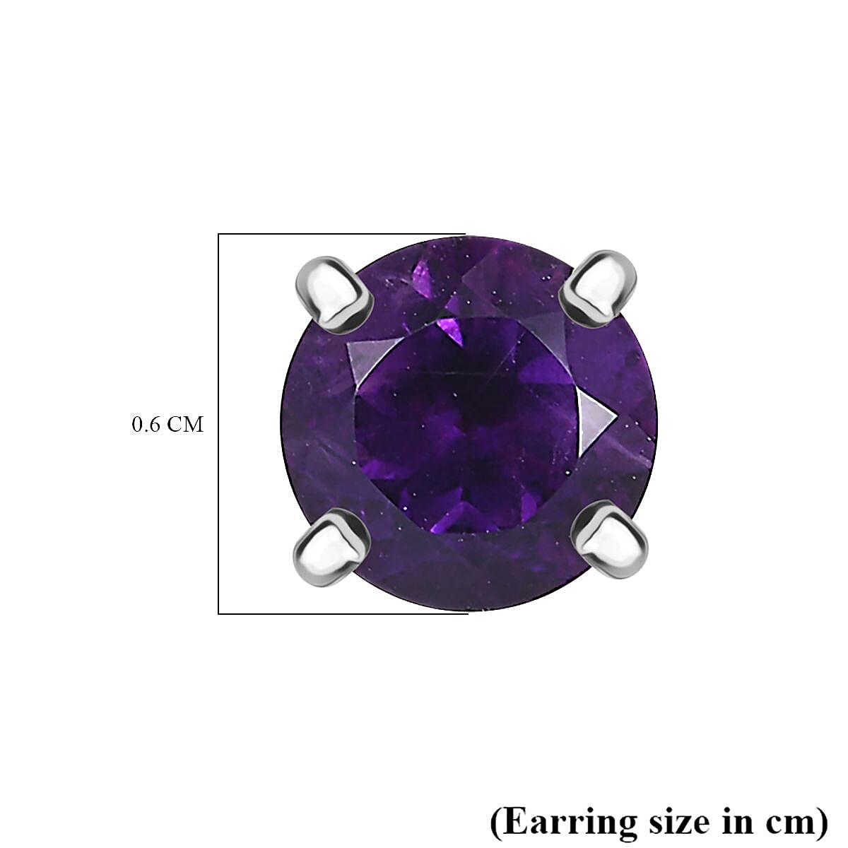 AAA African Amethyst Solitaire Stud Push Post Earring in Rhodium ...