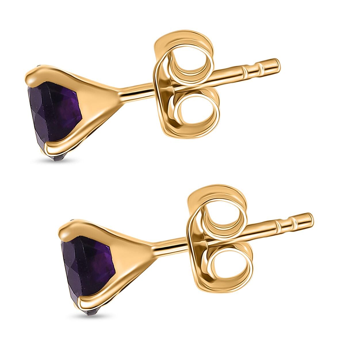 AAA African Amethyst Solitaire Stud Push Post Earring in 18K Vermeil ...