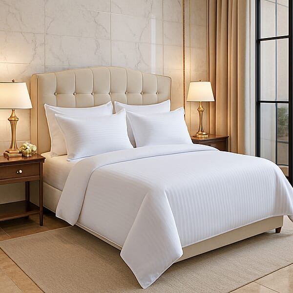 Homesmart Satin Vertical Stripe 6-Piece Double Bedding Set (incl. Duvet ...