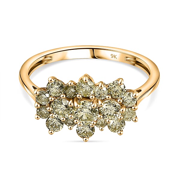 9K Yellow Gold SGL Certified Natural Yellow Diamond Boat Ring 1.00 Cts ...