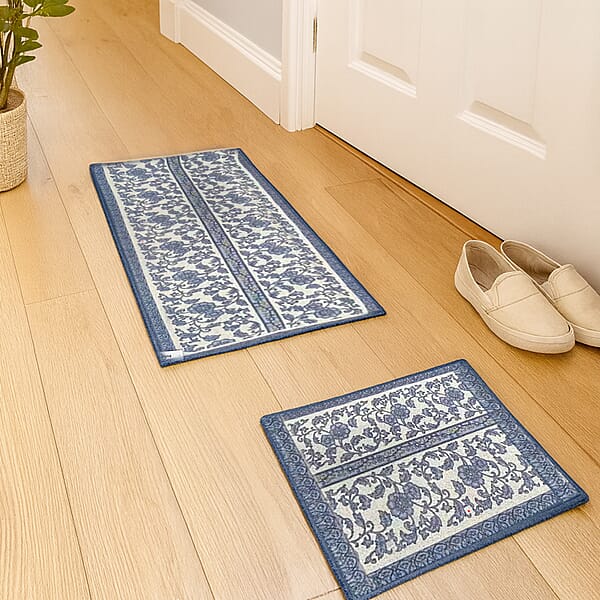 Set of 2 Machine Washable Door Mat and Runner With Anti Slip Base ...