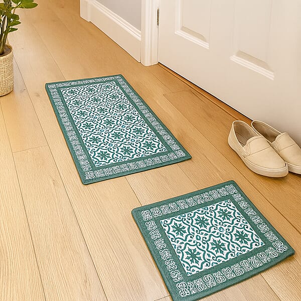 Set of 2 Machine Washable Door Mat and Runner With Anti Slip Base ...