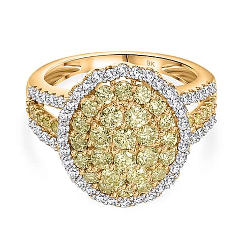 One Time Deal - 9K Yellow Gold Natural Yellow Diamond & White Diamond ...