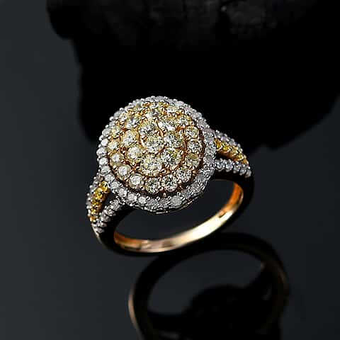One Time Deal - 9K Yellow Gold Natural Yellow Diamond & White Diamond ...