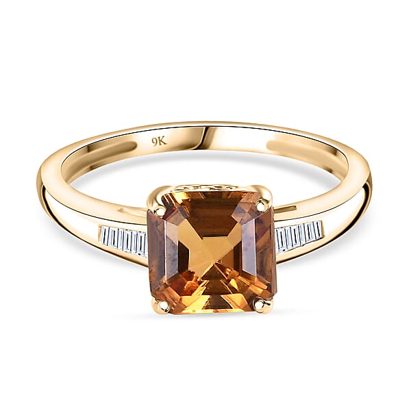 9K Yellow Gold AA Golden Turkizite and White Diamond Ring - M8050697 - TJC