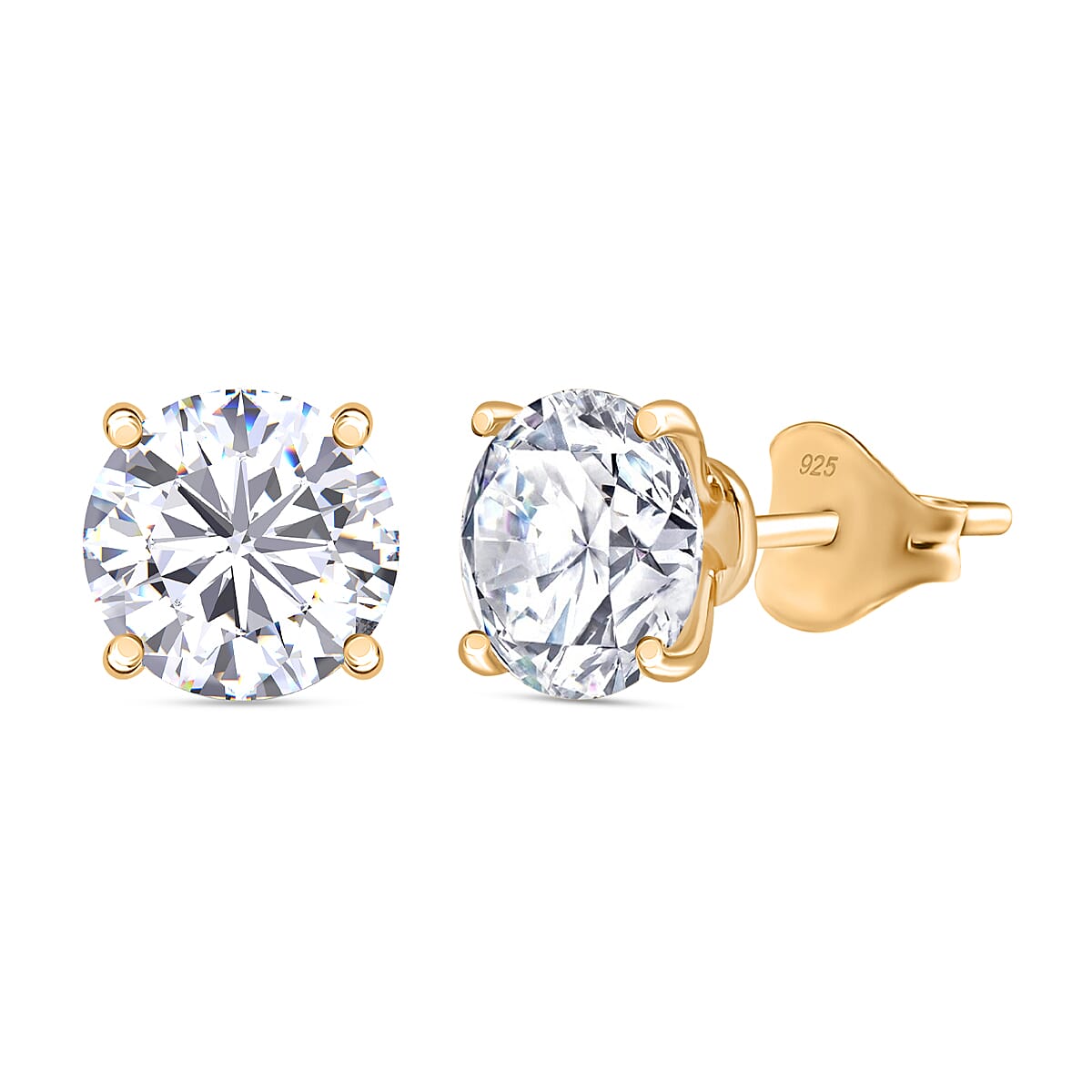 Moissanite Solitaire Stud Push Post Earring in 18K YG VermeilSterling ...