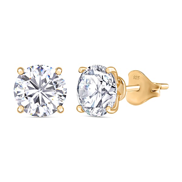 Moissanite Solitaire Stud Push Post Earring in 18K YG VermeilSterling ...