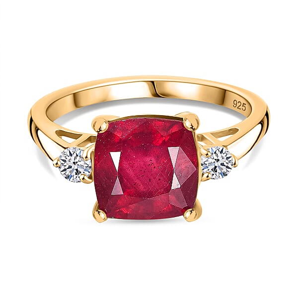 LUXURIANT African Ruby and Lab Grown Diamond Solitaire Ring in 18K ...