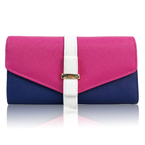 Leatherette Stefanie Colour Block Purse - Blue - 8070666 - TJC