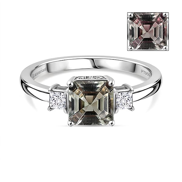 LUXURIANT 1.29 Ct. AAA Turkizite, Lab Grown Diamonds Trilogy Ring in ...