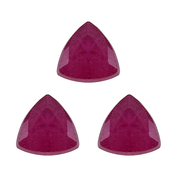 Set of 3 Fissure Filled Ruby Loose Gemstones in Trillion Shape 0.89 Ct ...